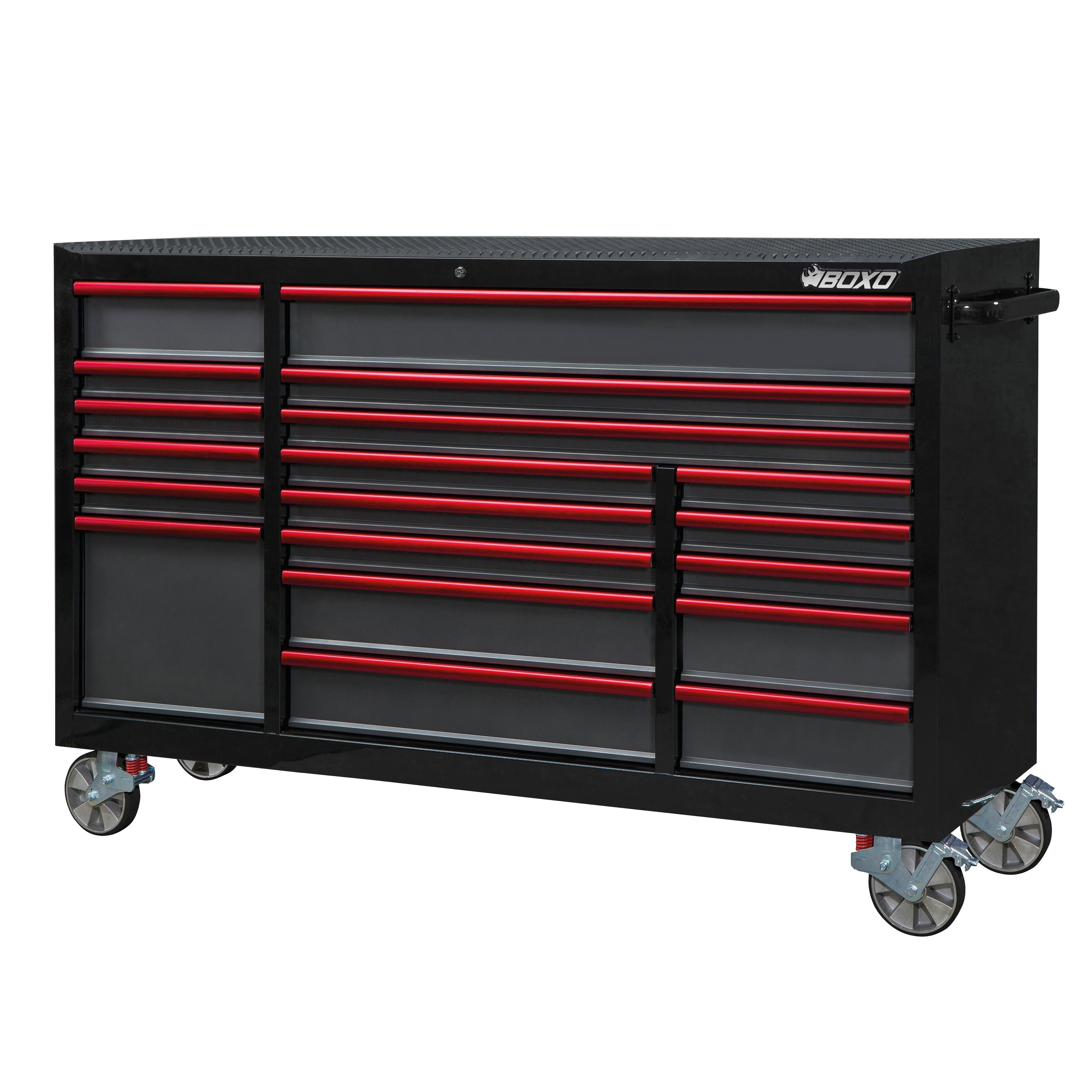 BOXO 72" 19 Drawer Triple Bank Roll Cabinet with Drawer Trim Pack - Bl ...