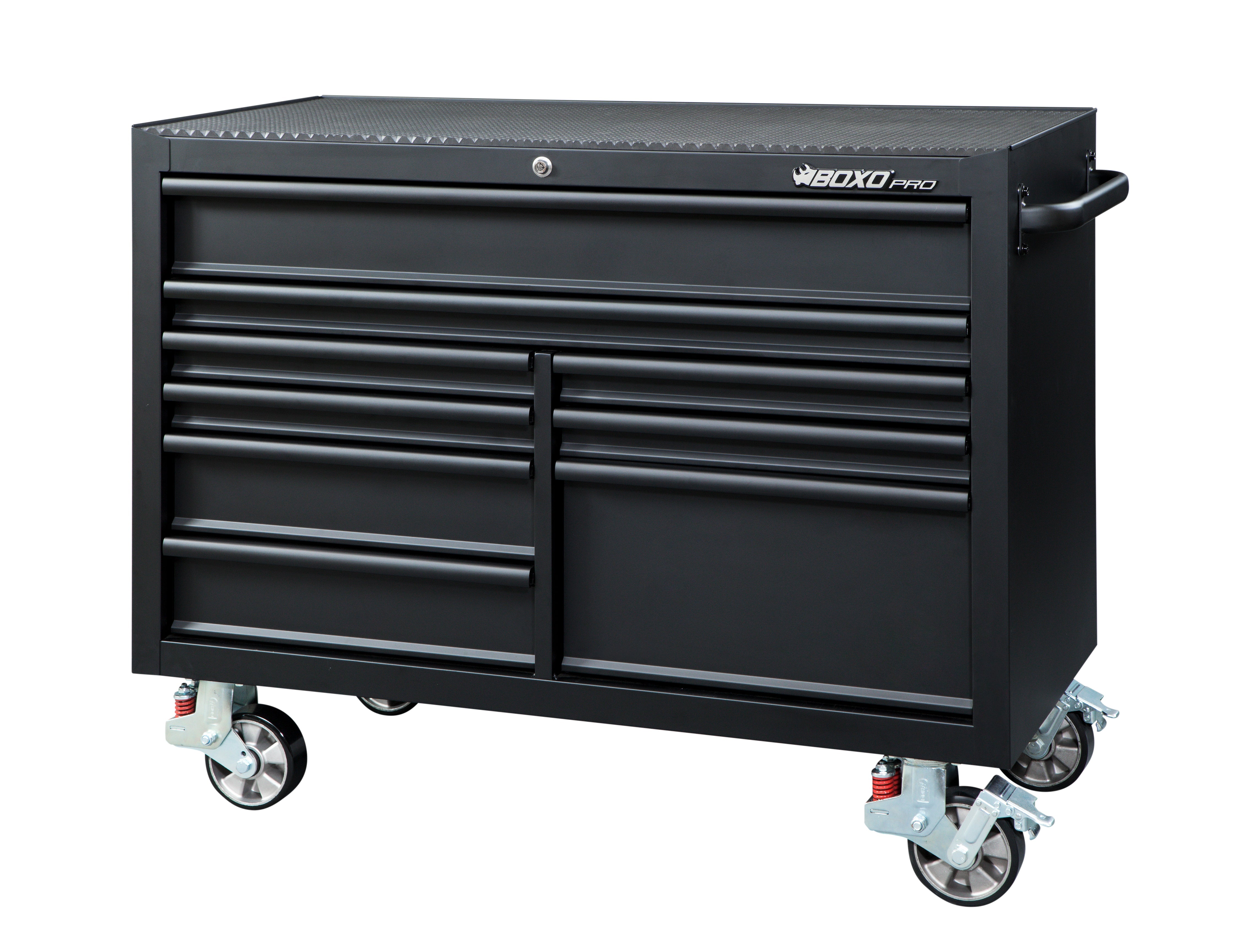 BOXO 53" 'Stealth' 9 Drawer Roll Cabinet with Matte Black Drawer Trim ...