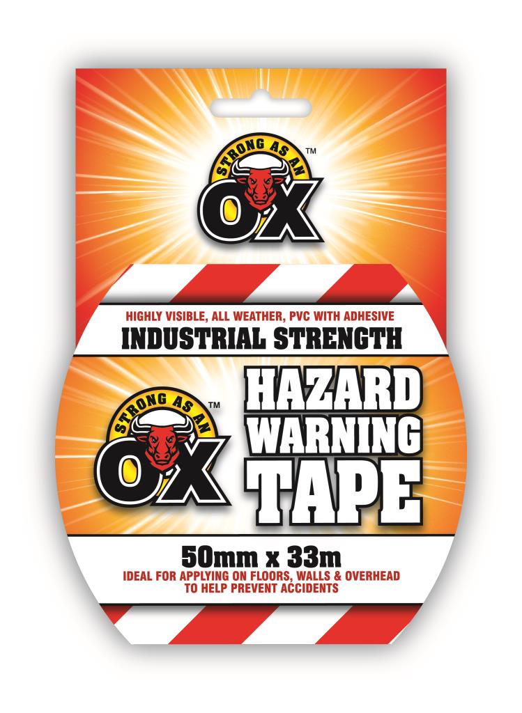 Strong As An Ox Hazard Warning Tape 50mm x 33M - Red/White – Truckstop ...